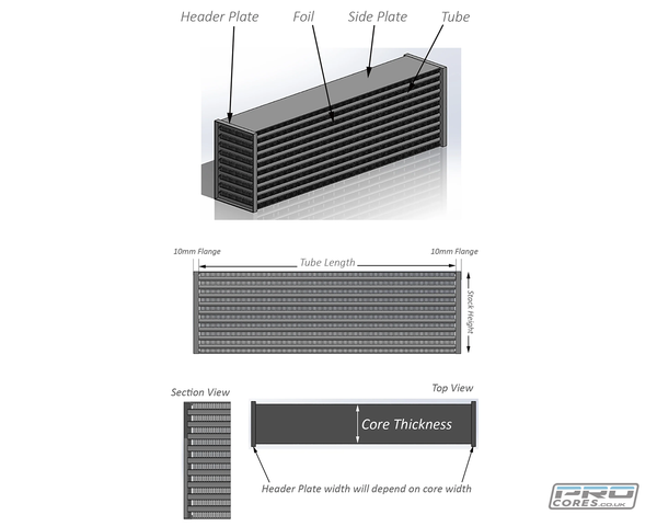 Air Intercooler Core 90mm Deep | 206mm Stack Height - Core height - Pro ...